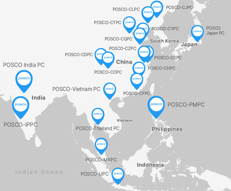 Asia - POSCO Overseas - Network - About Us - POSCO